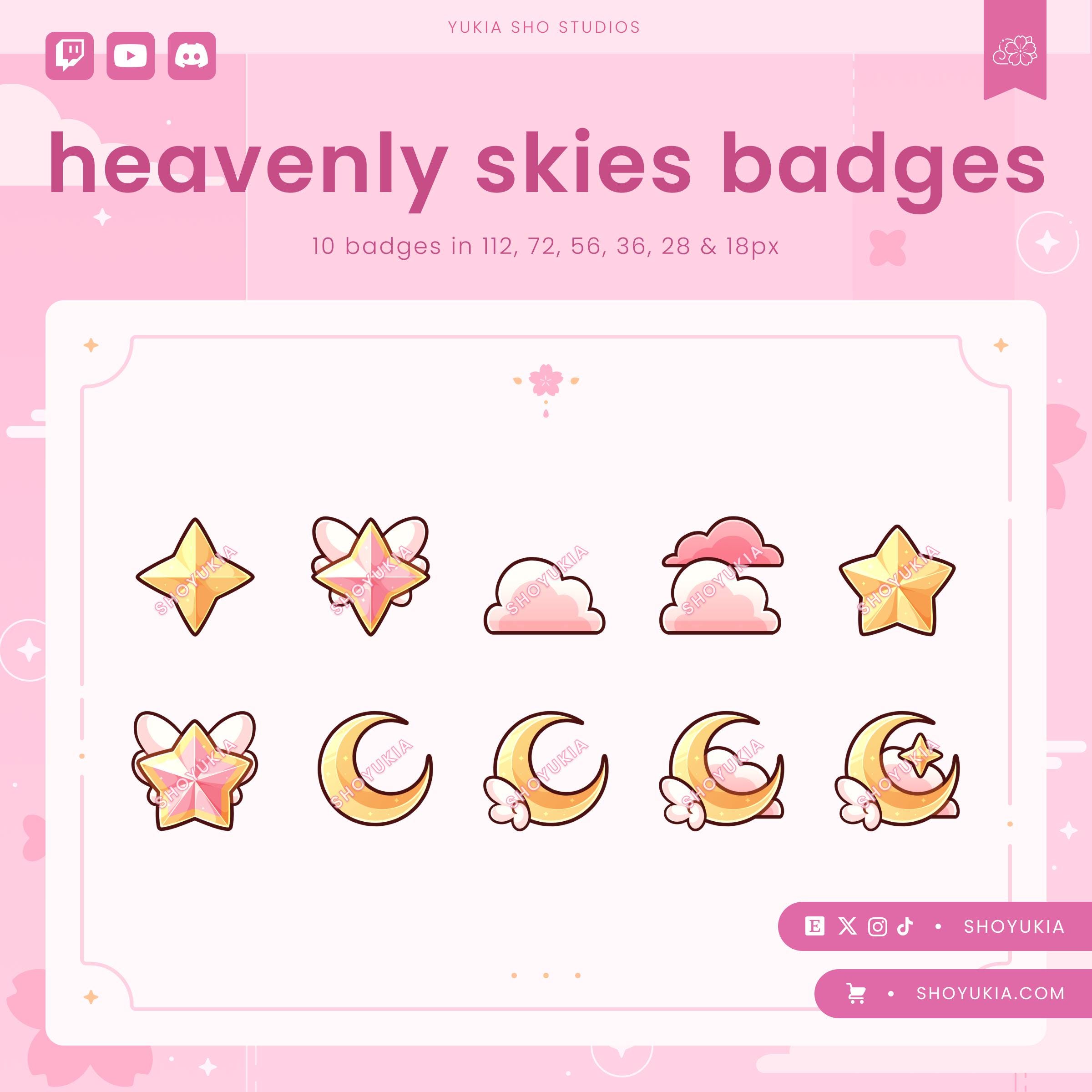 Twitch Sub Badges : Heavenly Skies (pink) | Bit Badges, Channel Point ...