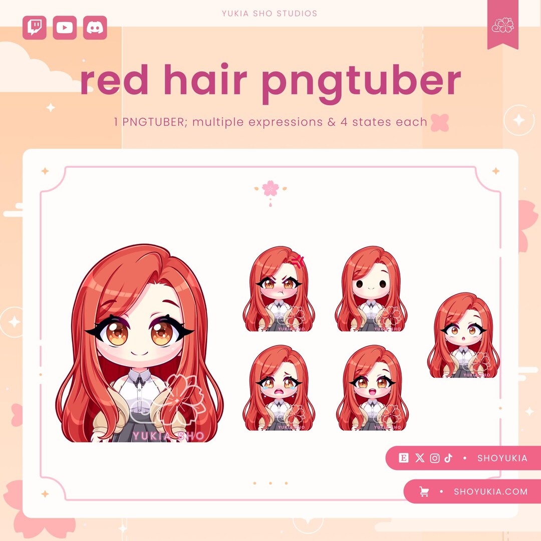 Female Chibi Pngtuber Avatar | Streamer Model for Twitch, Youtube ...