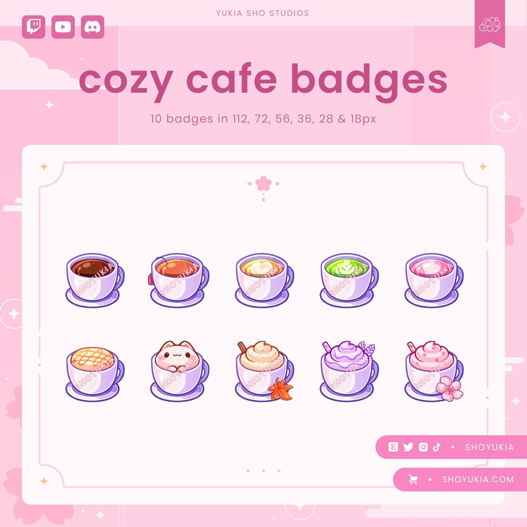 Cozy Cafetwitch Sub Badges | Bit Badges | Channel Point Icons | Sub Badges Cute | Discord Badges ...