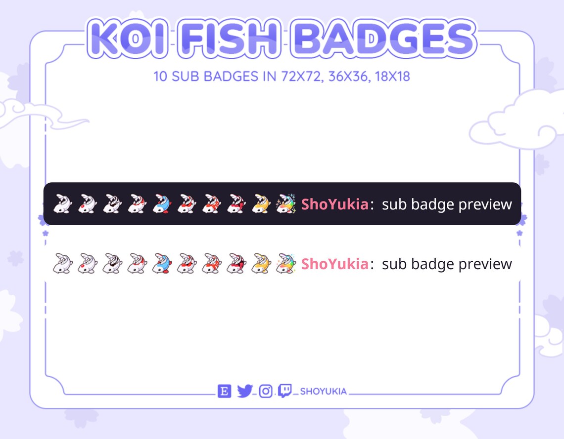 Koi Fish Sub Badges for Twitch/youtube/discord | Etsy UK