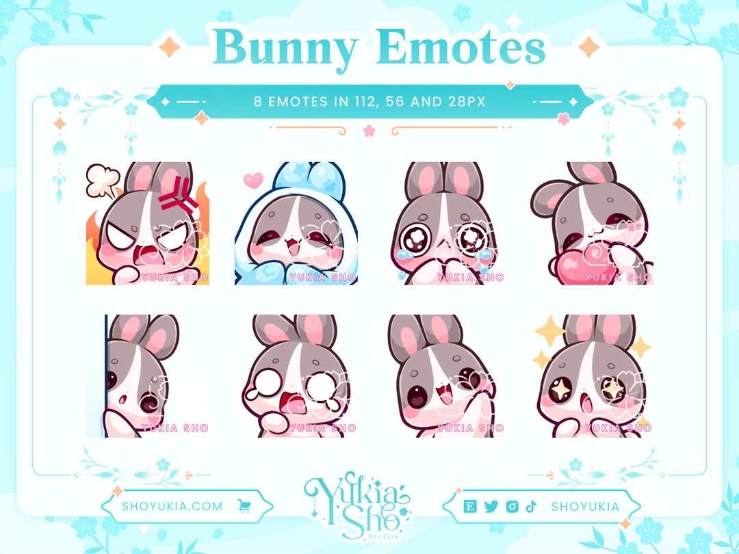 Bunny Twitch Emote Pack grey Cute Twitch Emotes Cute Bunny Emote Emote ...