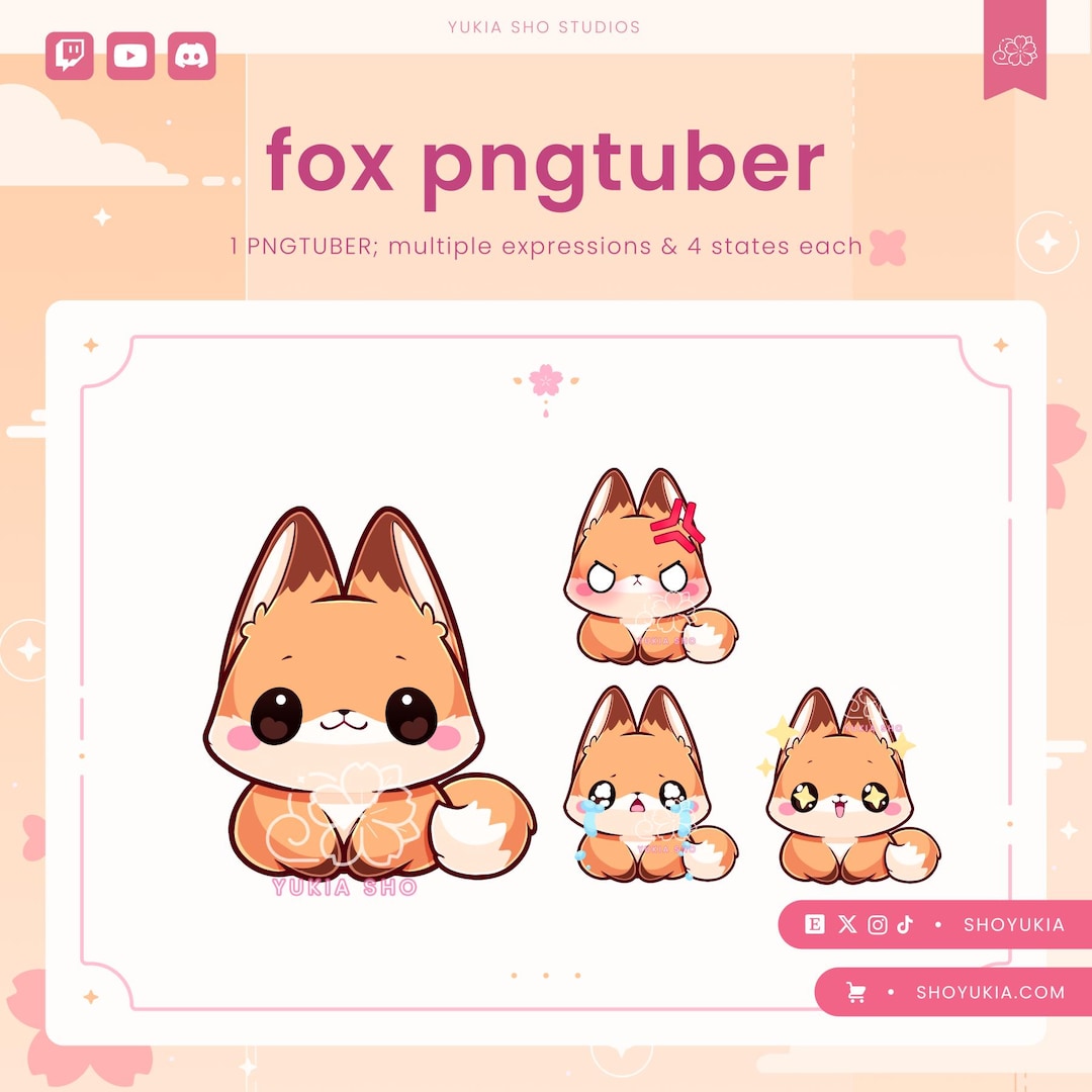 Orange Fox Pngtuber Model | Cute Vtuber Avatar for Streaming, Twitch ...