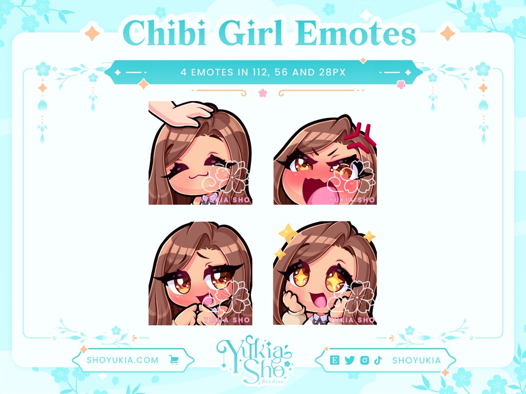 Chibi Twitch Emote Pack set 2 Cute Twitch Emotes Emote Pack Cute Girl ...
