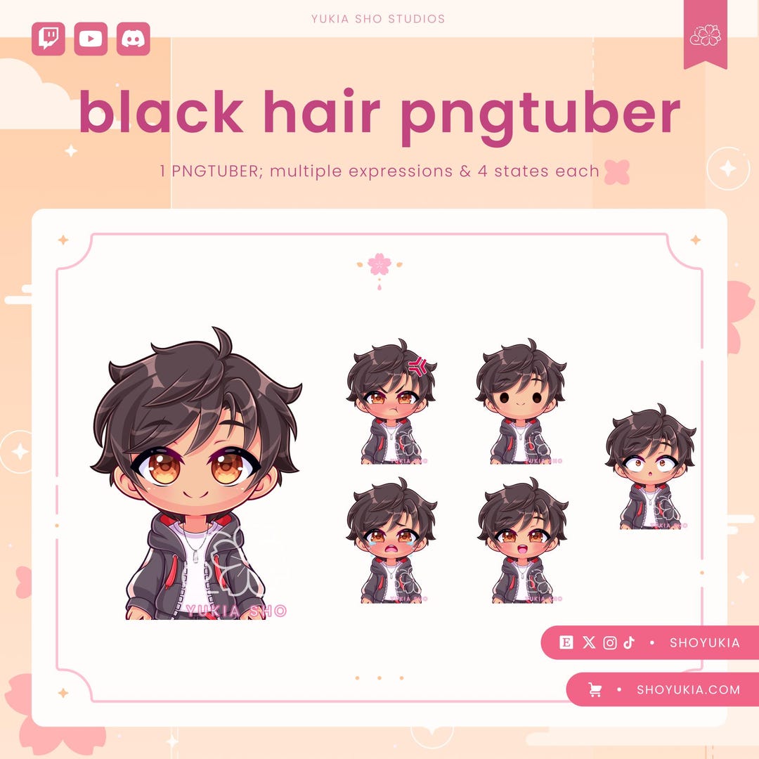 Male Chibi Pngtuber Avatar | Vtuber Streamer Model for Twitch, Youtube ...