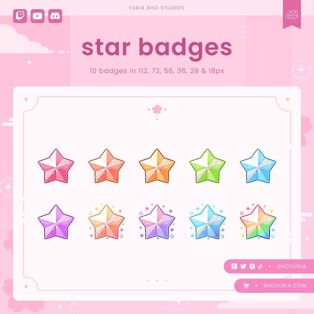 Twitch Sub Badges : Star | Bit Badges, Channel Point Icons for Discord ...