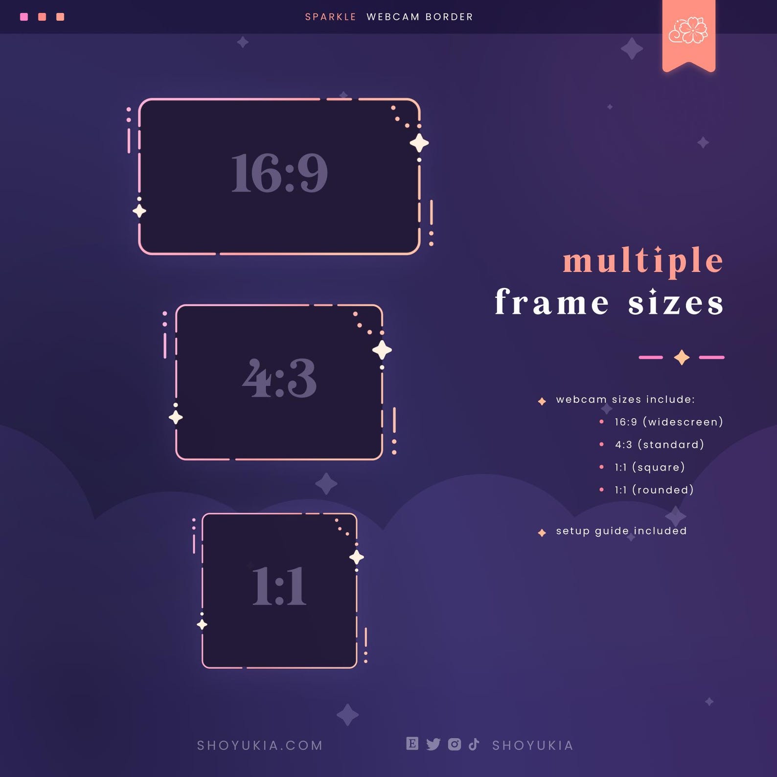 Twitch Webcam Frame : Sparkle (peach) | Cam Border for Youtube, Tiktok ...