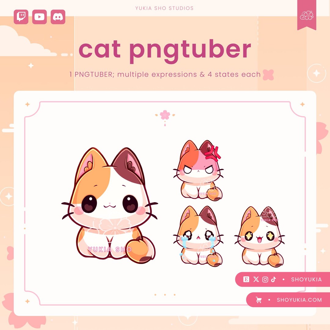 Pngtuber Model : Calico Cat | Vtuber Avatar for Streaming, Twitch ...