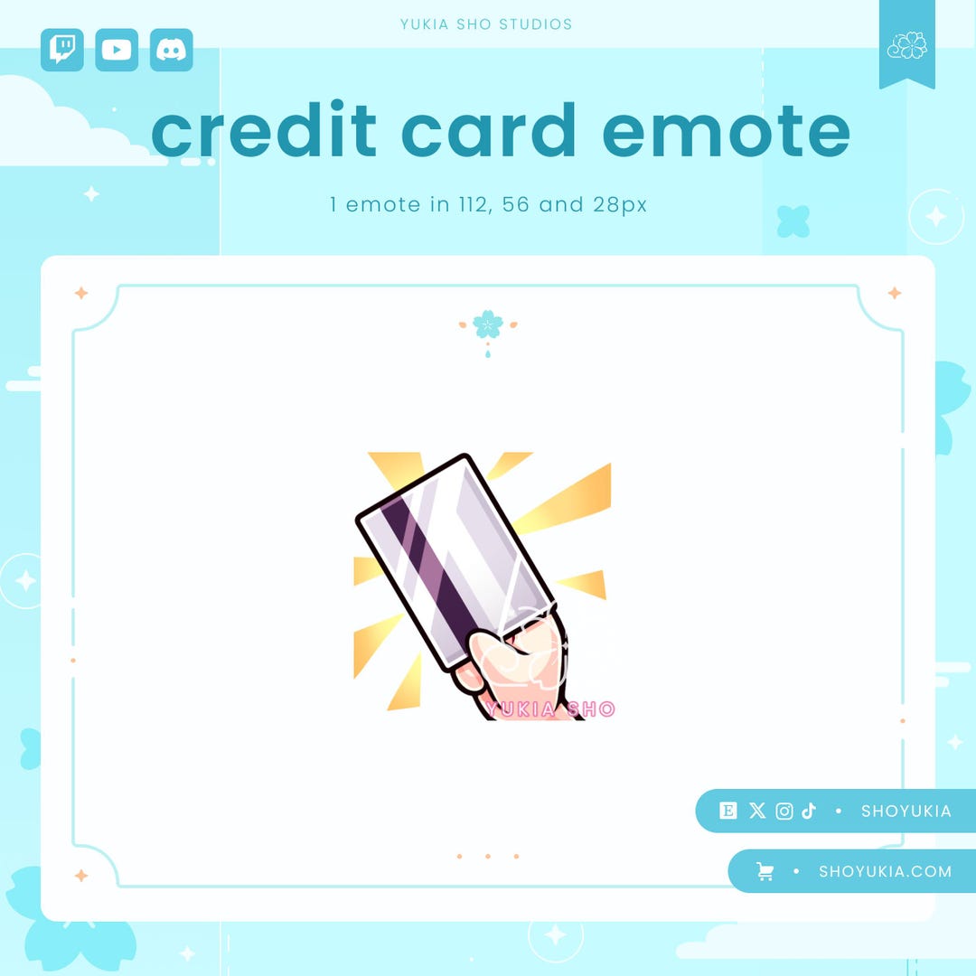 Credit Card Twitch Emote (light) | Cute Stream Emotes for Youtube ...