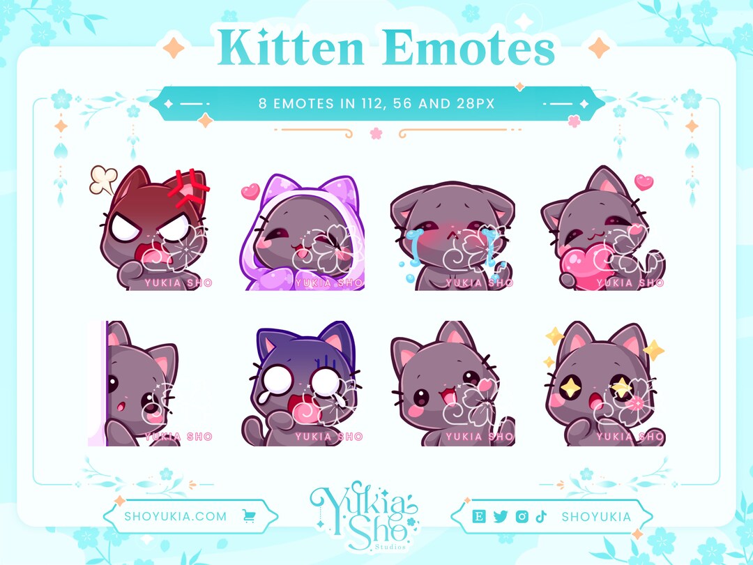Kitten Twitch Emote Pack Negro / Lindos gestos de Twitch / Twitch Cat ...