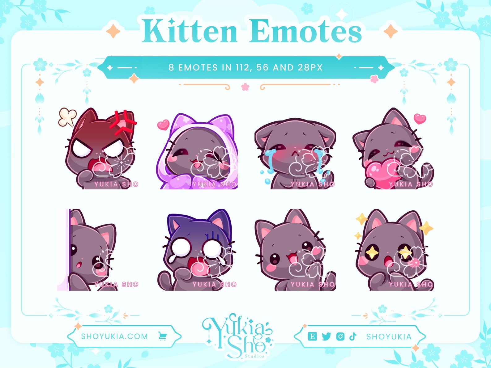 Kitten Twitch Emote Pack Negro / Lindos gestos de Twitch / Twitch Cat ...