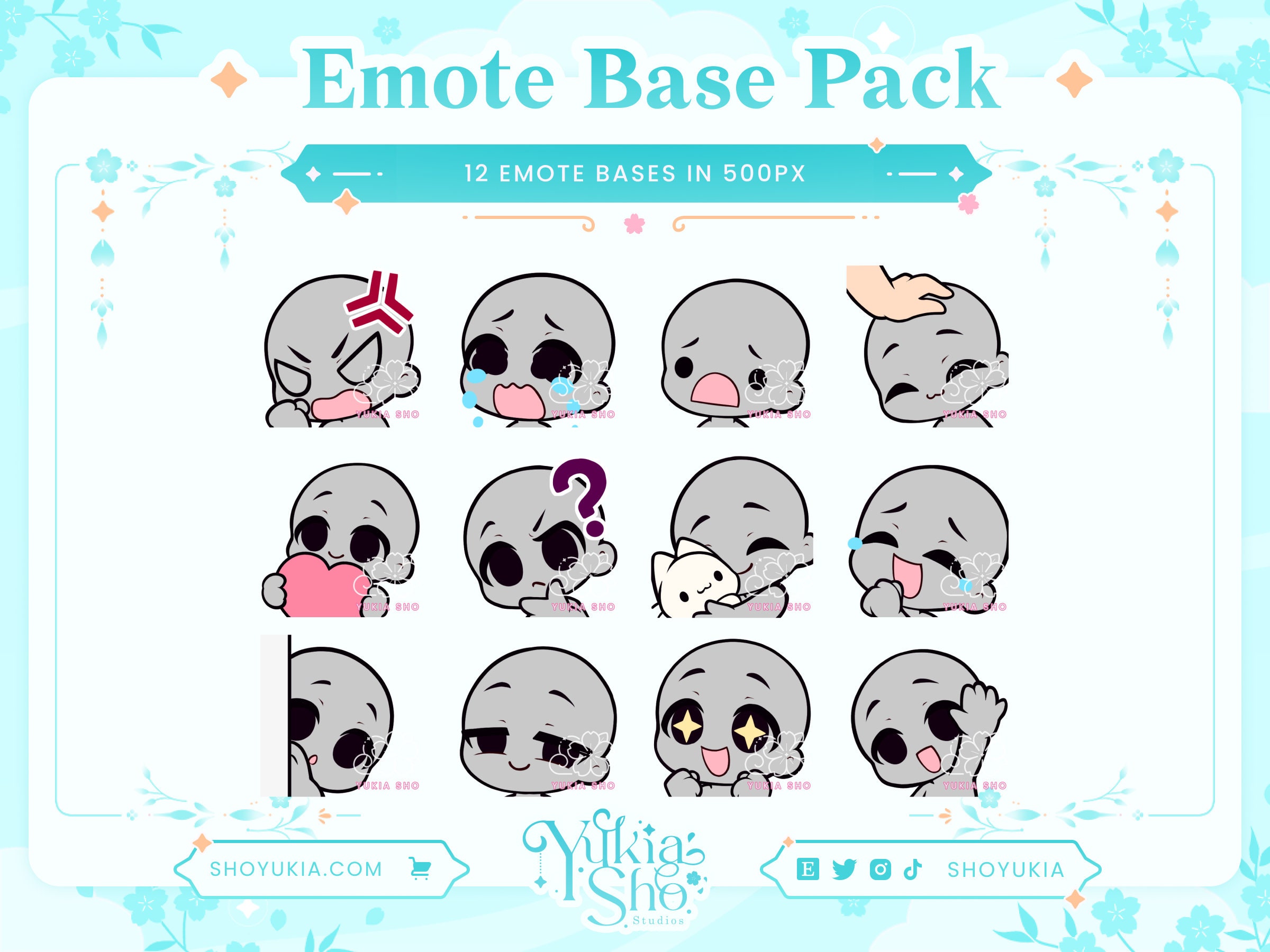 12 DIY Emote Base Pack COMMERCIAL USE for Twitch/youtube/discord Emote ...