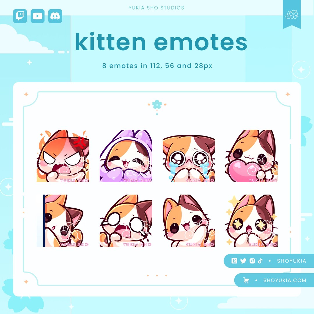 Kitten Twitch Emote Pack (calico) | Cute Twitch Emotes | Twitch Cat ...