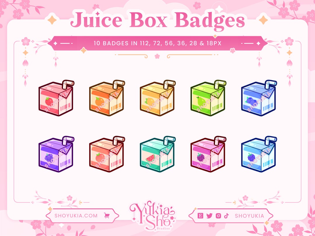 Juice Box Twitch Sub Badges Bit Badges Channel Point Icons Cute Sub ...