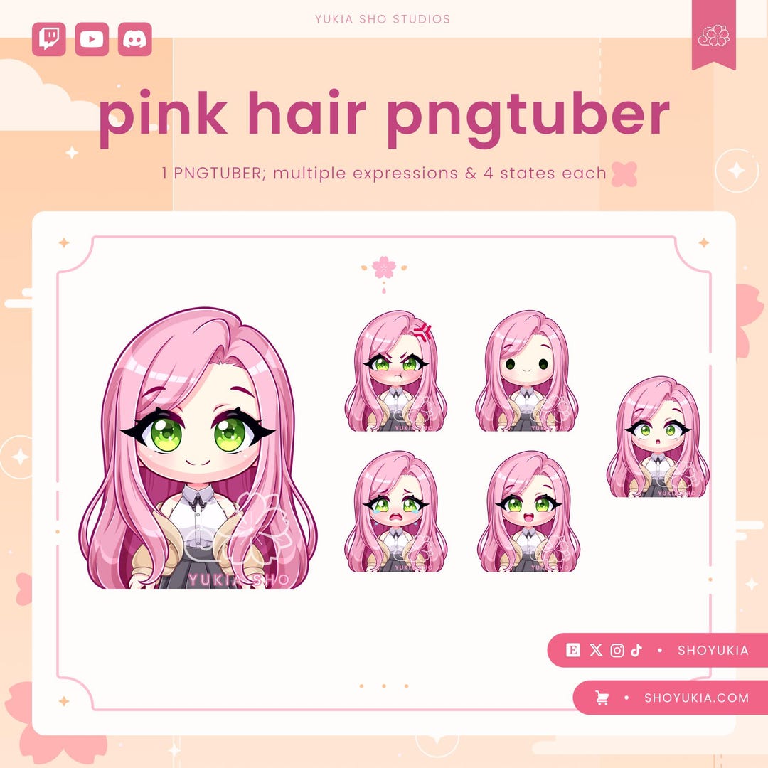 Female Chibi Pngtuber Avatar | Streamer Model for Twitch, Youtube ...