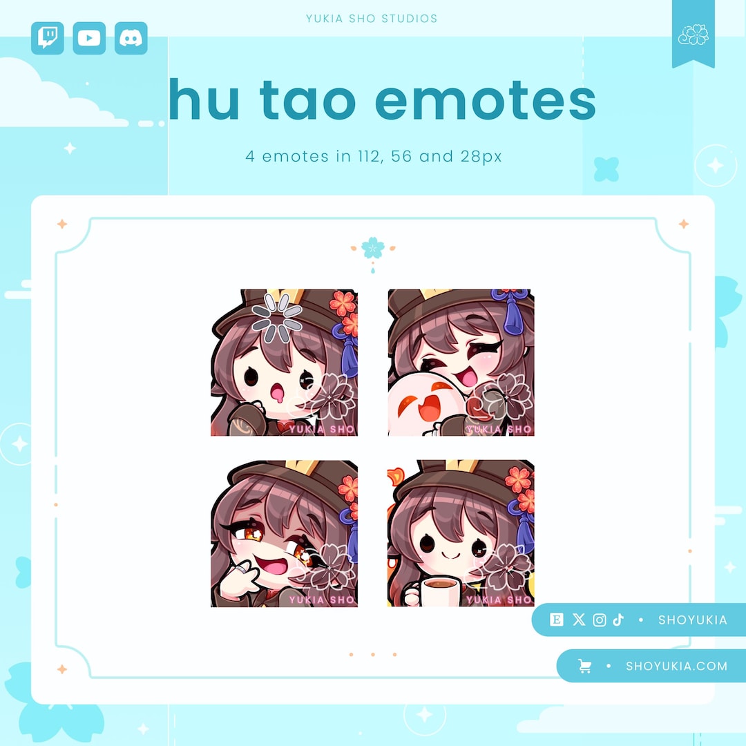 Twitch Emote Pack : Hu Tao | Genshin Impact Emotes for Discord, Youtube ...