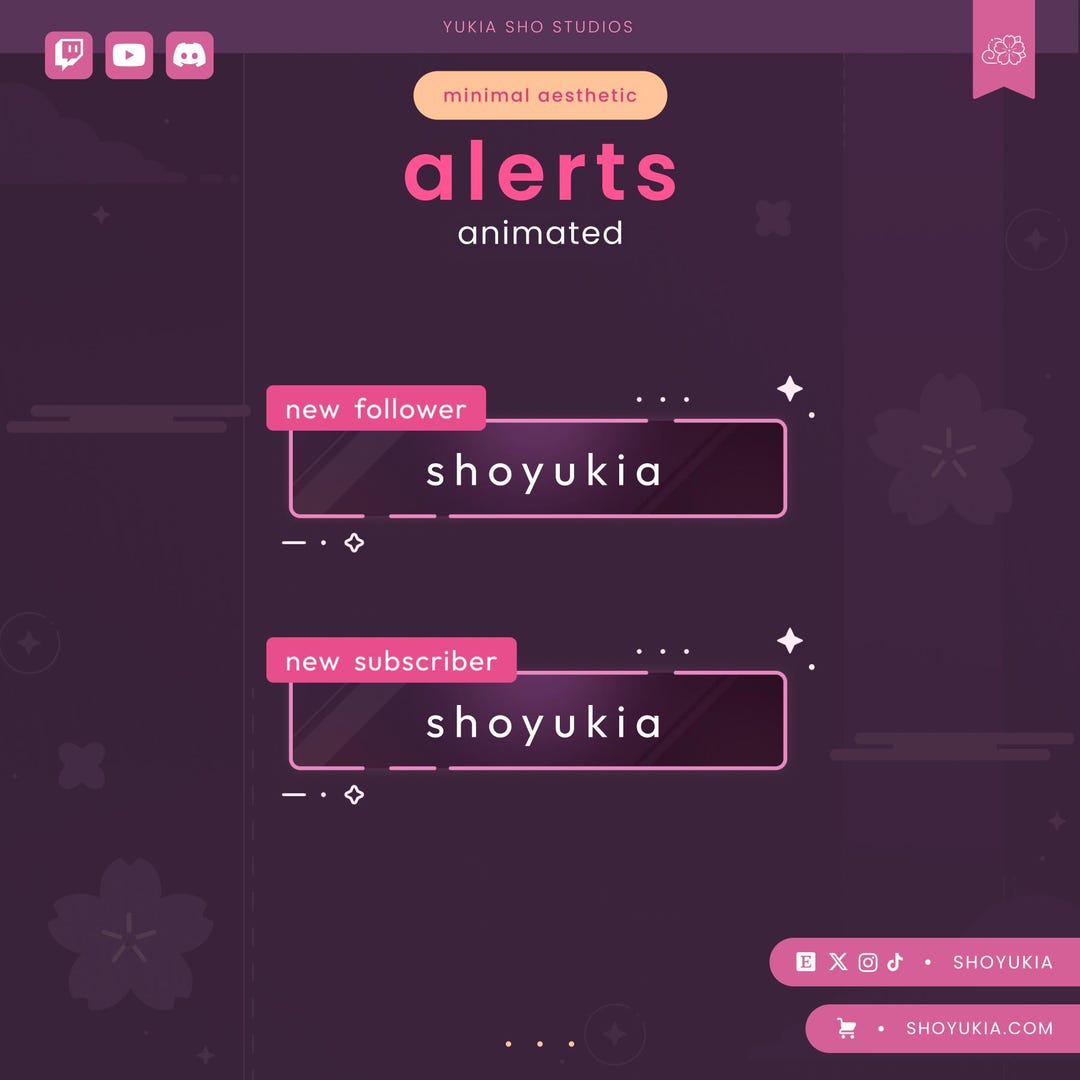 Minimal Animated Stream Alerts (blue) | Twitch Notification Pack - Etsy