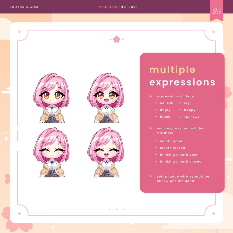 Female Chibi Pngtuber Avatar | Vtuber Streamer Model for Twitch ...