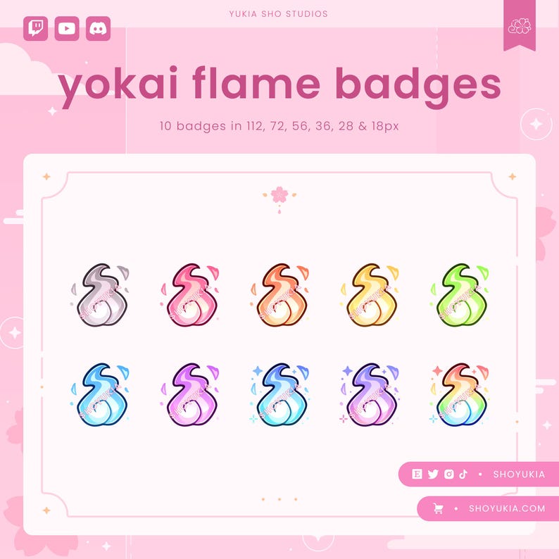 Twitch Sub Badges : Yokai Flame | Bit Badges, Channel Point Icons for ...