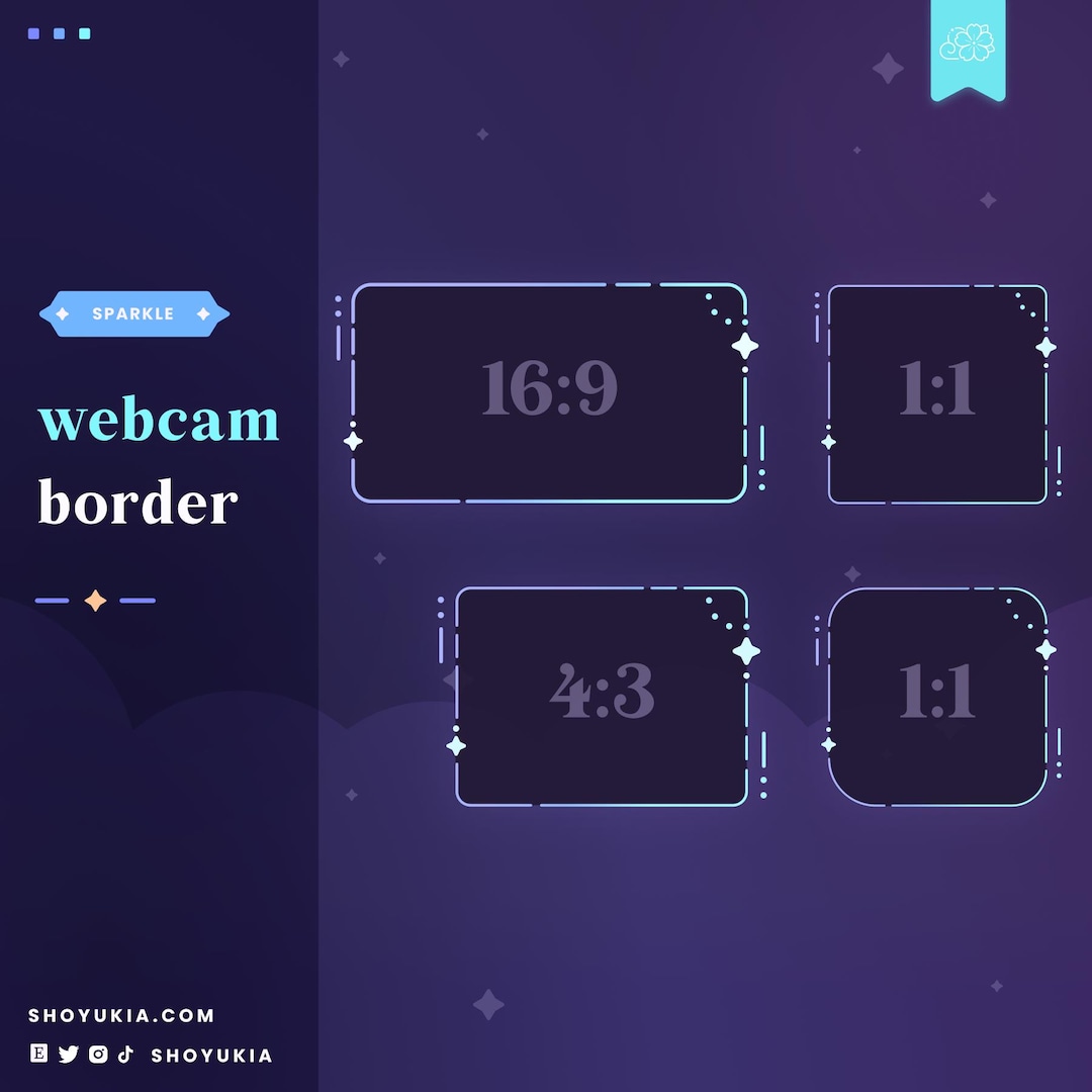 Sparkle Webcam Border (ocean) | 3 Cute Minimal Aesthetic Blue Webcam ...
