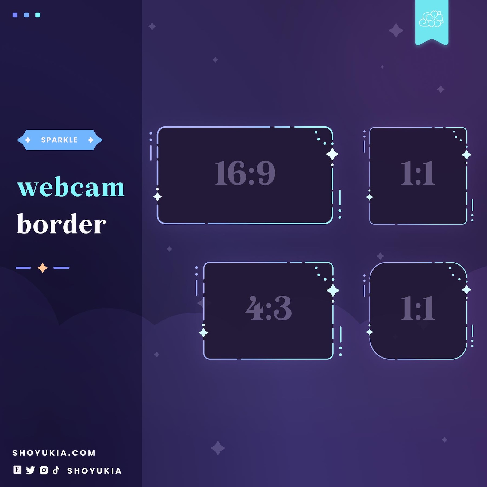 Twitch Webcam Frame : Sparkle (ocean) | Cam Border for Youtube, Tiktok ...