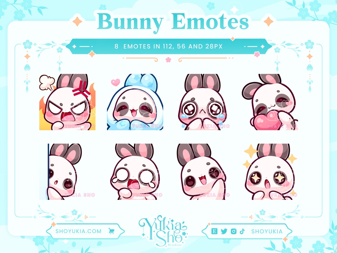 Bunny Twitch Emote Pack (black Spotted) | Cute Twitch Emotes | Cute ...