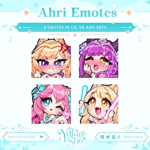 Ahri Emote Set for Twitch/discord/youtube Custom Twitch Emotes Discord ...