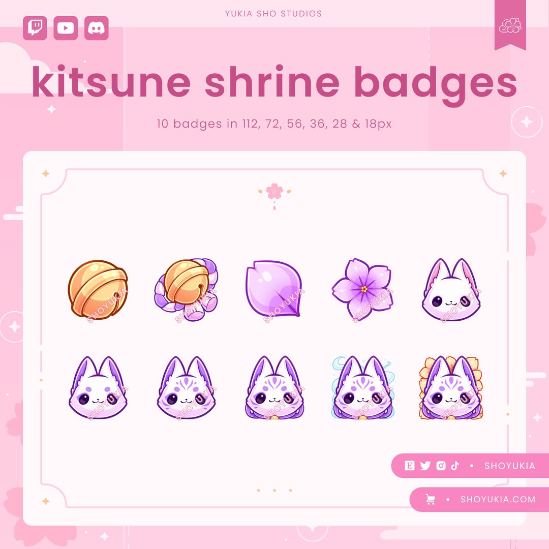 Twitch Sub Badges : Kitsune Shrine (purple) | Bit Badges, Channel Point ...