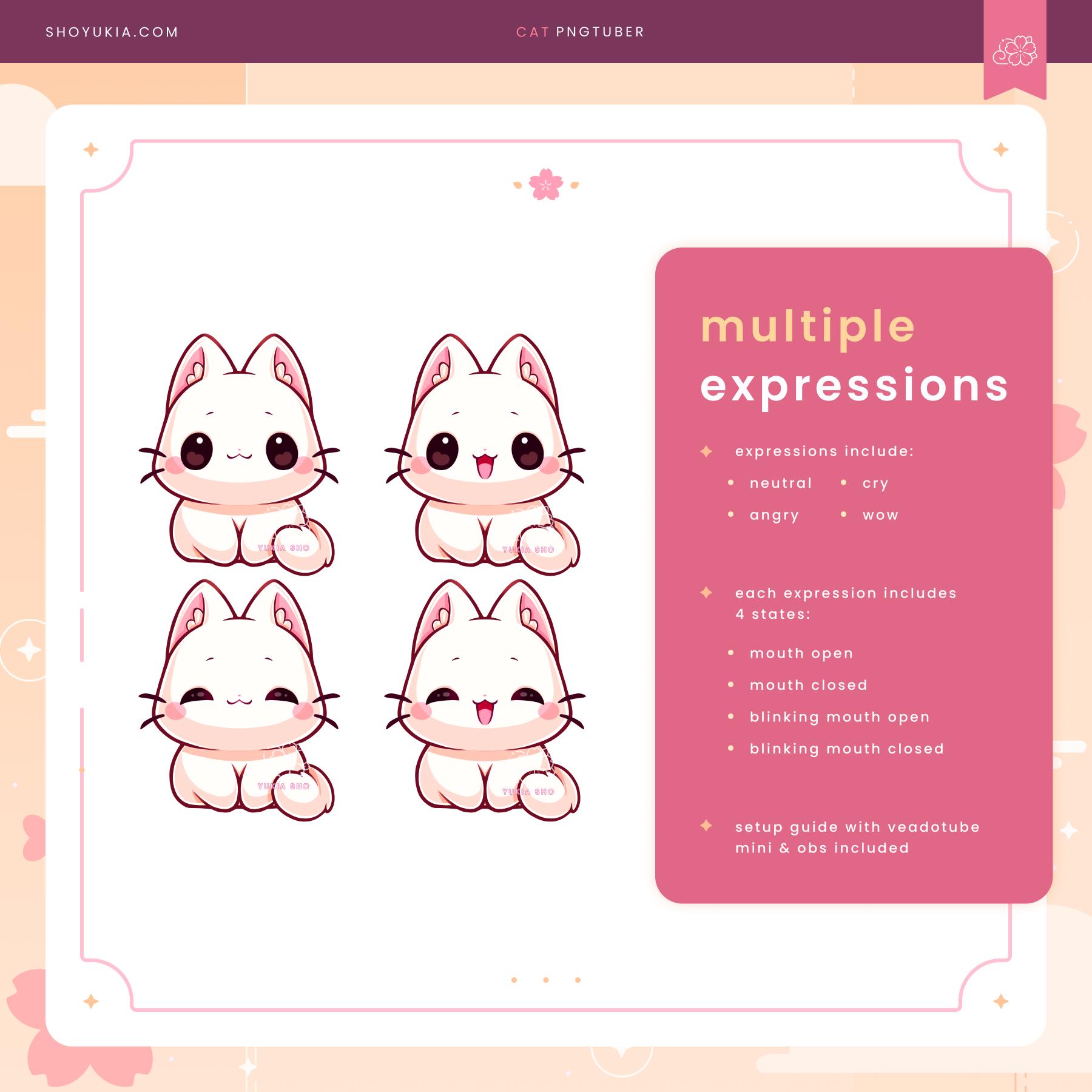 Pngtuber Model : White Cat | Vtuber Avatar for Streaming, Twitch ...