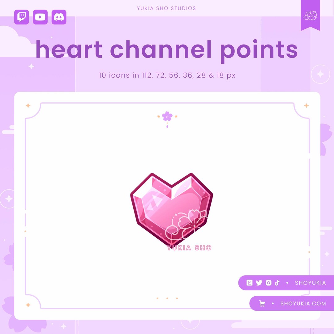 Twitch Channel Point Icon : Crystal Heart | Streamer Emotes, Sub Badges ...