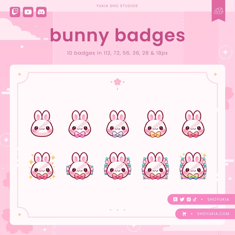 Twitch Sub Badges : Floral Bunny (cherry Blossom) | Channel Point Icons ...