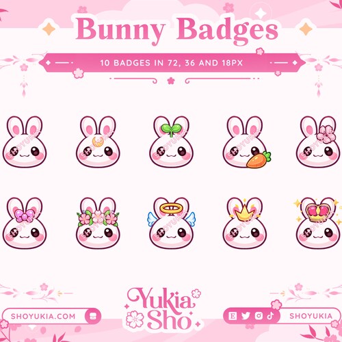 BUNNY Twitch Sub Badges Cute Stream Bit Badges Streamer - Etsy