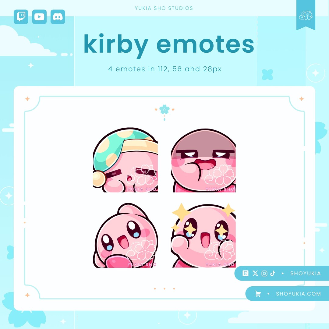 Pink Puff Twitch Emote Pack (set 2) | Cute Chibi Emotes for Streamers ...