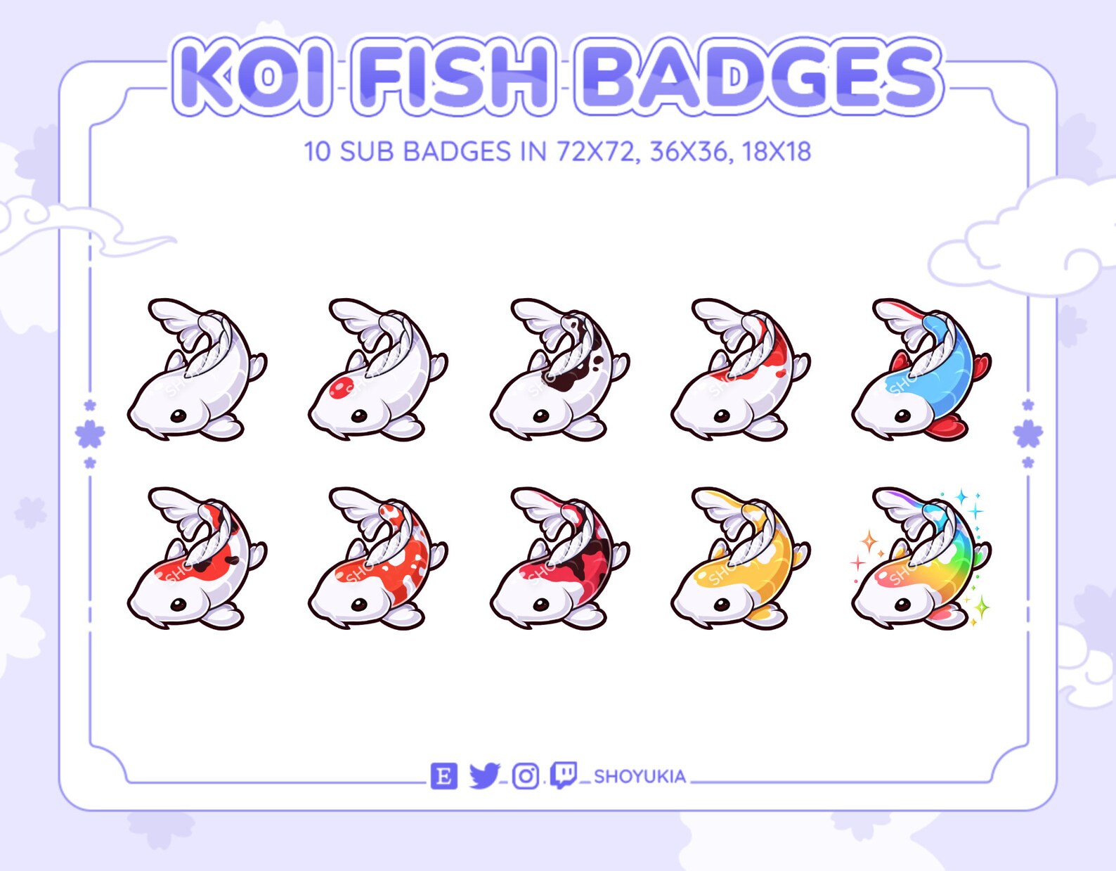 Koi Fish Sub Badges for Twitch/youtube/discord | Etsy UK