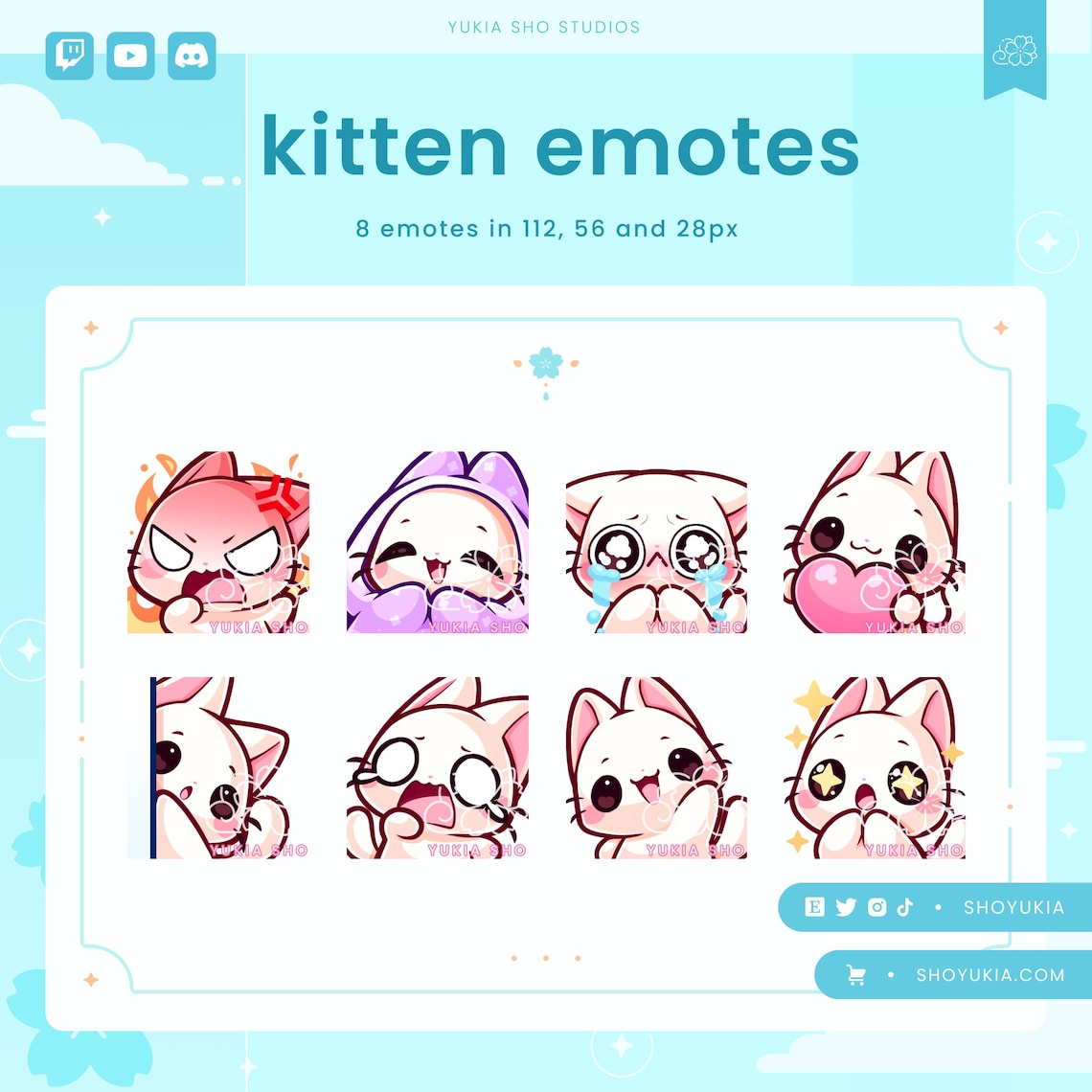 Kitten Twitch Emote Pack | Kawaii Cat Discord Emote - Etsy