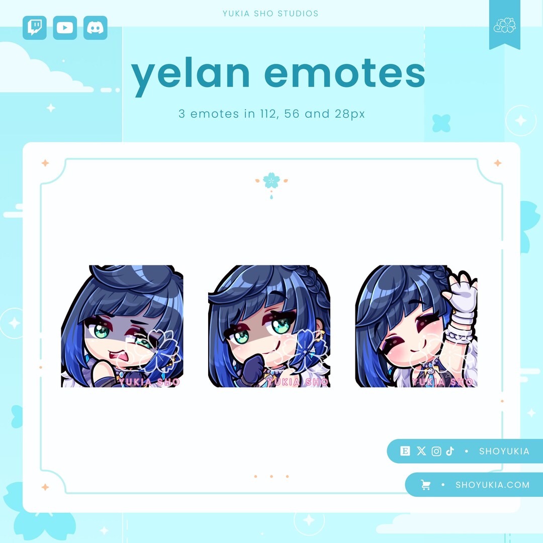 Yelan Twitch Emote Pack | Genshin Impact Emotes for Streams, Discord - Etsy
