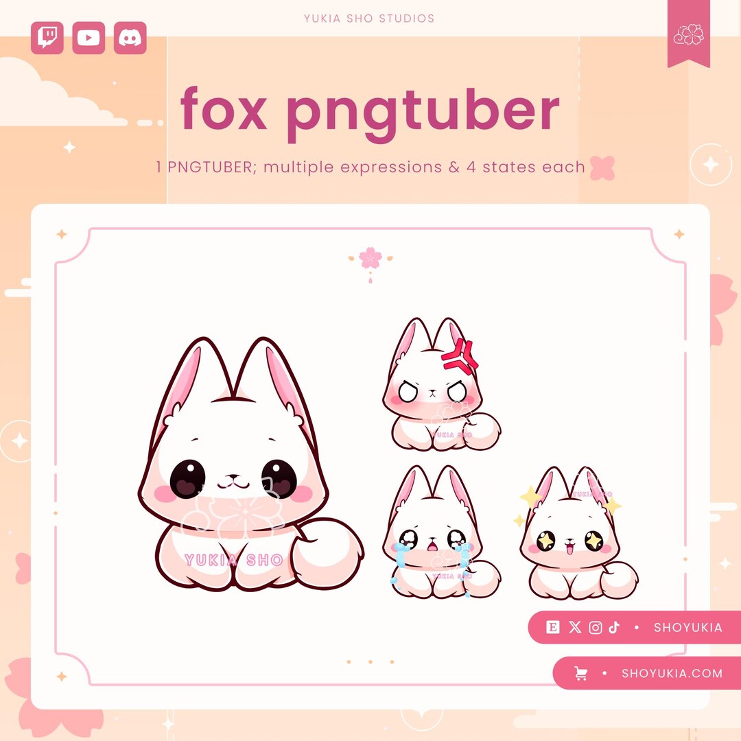White Fox Pngtuber Model | Chibi Pngtuber | Pngtuber Twitch | Vtuber ...