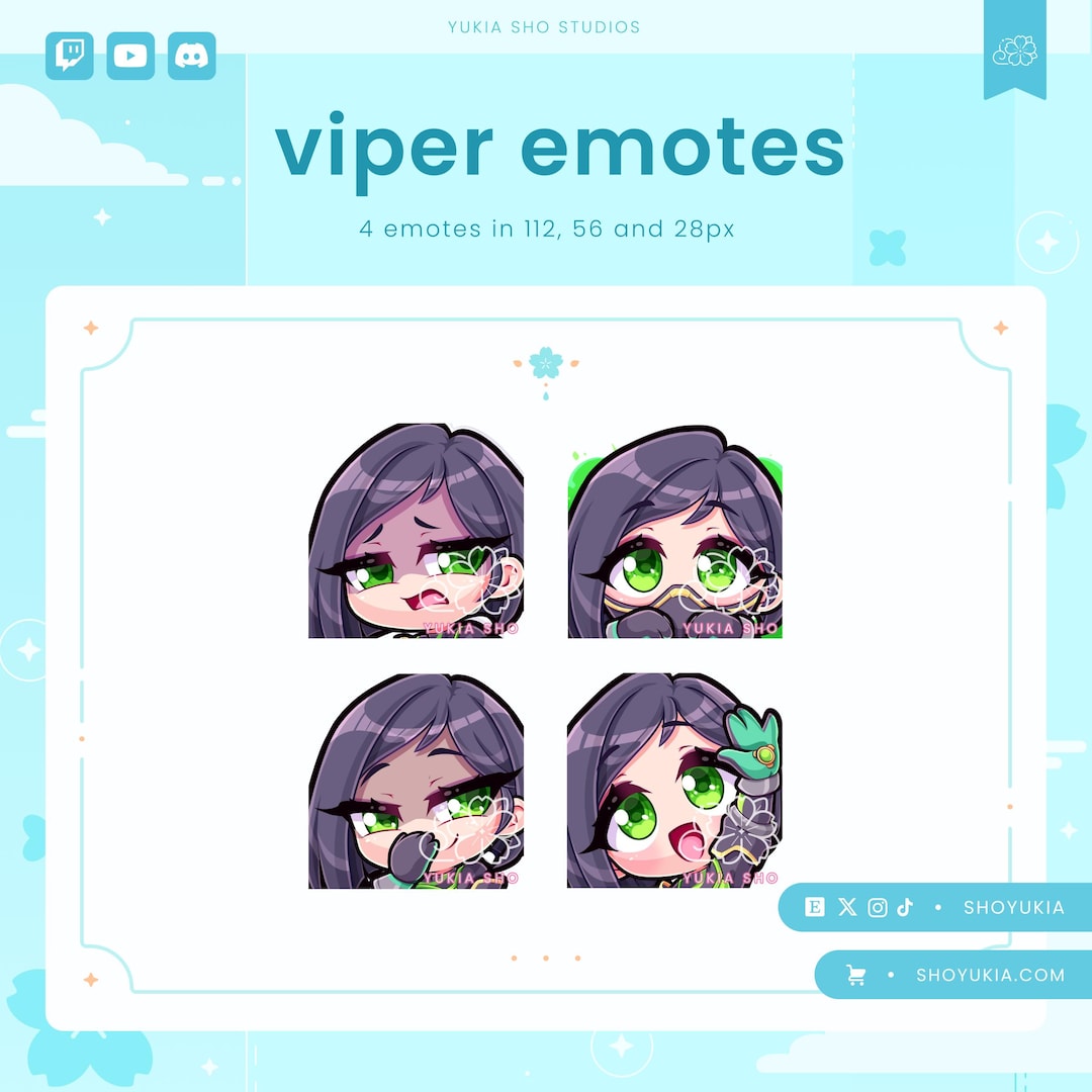 Viper Twitch Emote Pack | Cute Val Emotes for Streamers, Youtube ...