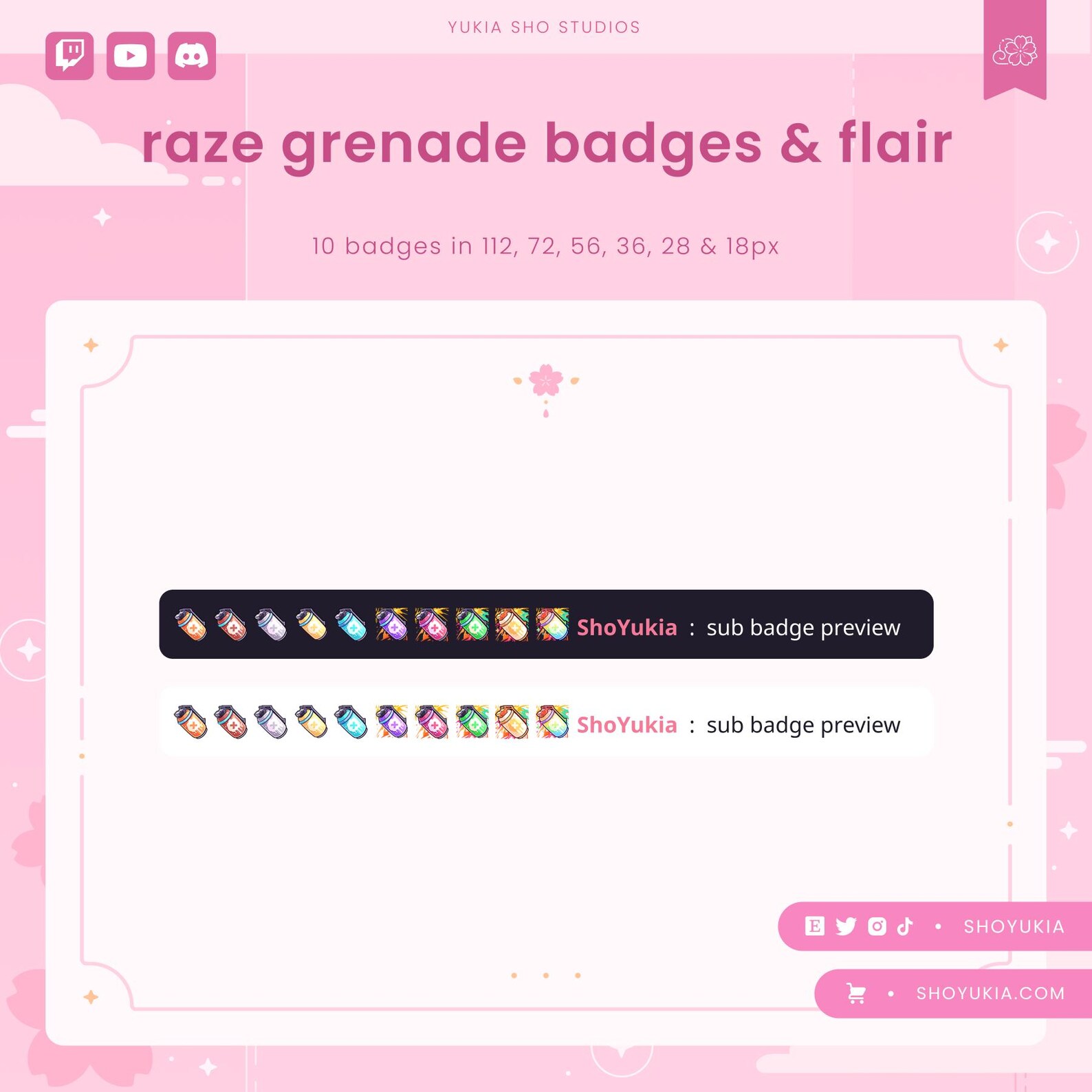 Raze Grenade Twitch Sub Badges & Flair Pack | Bit Badges, Channel ...