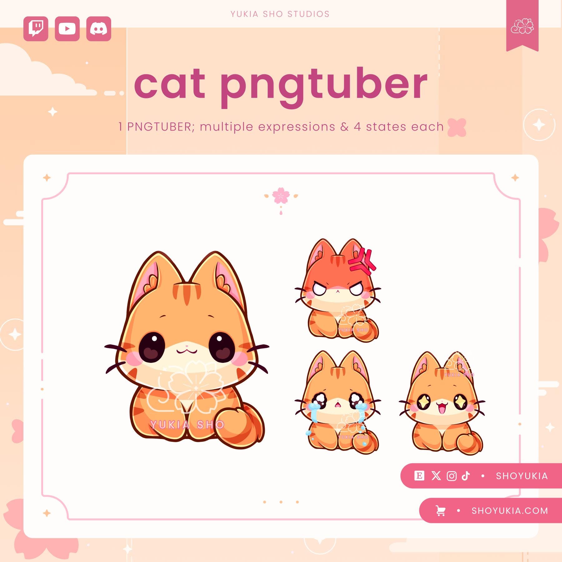 Modelo PNGTuber: Avatar de gato atigrado / VTuber para streaming ...