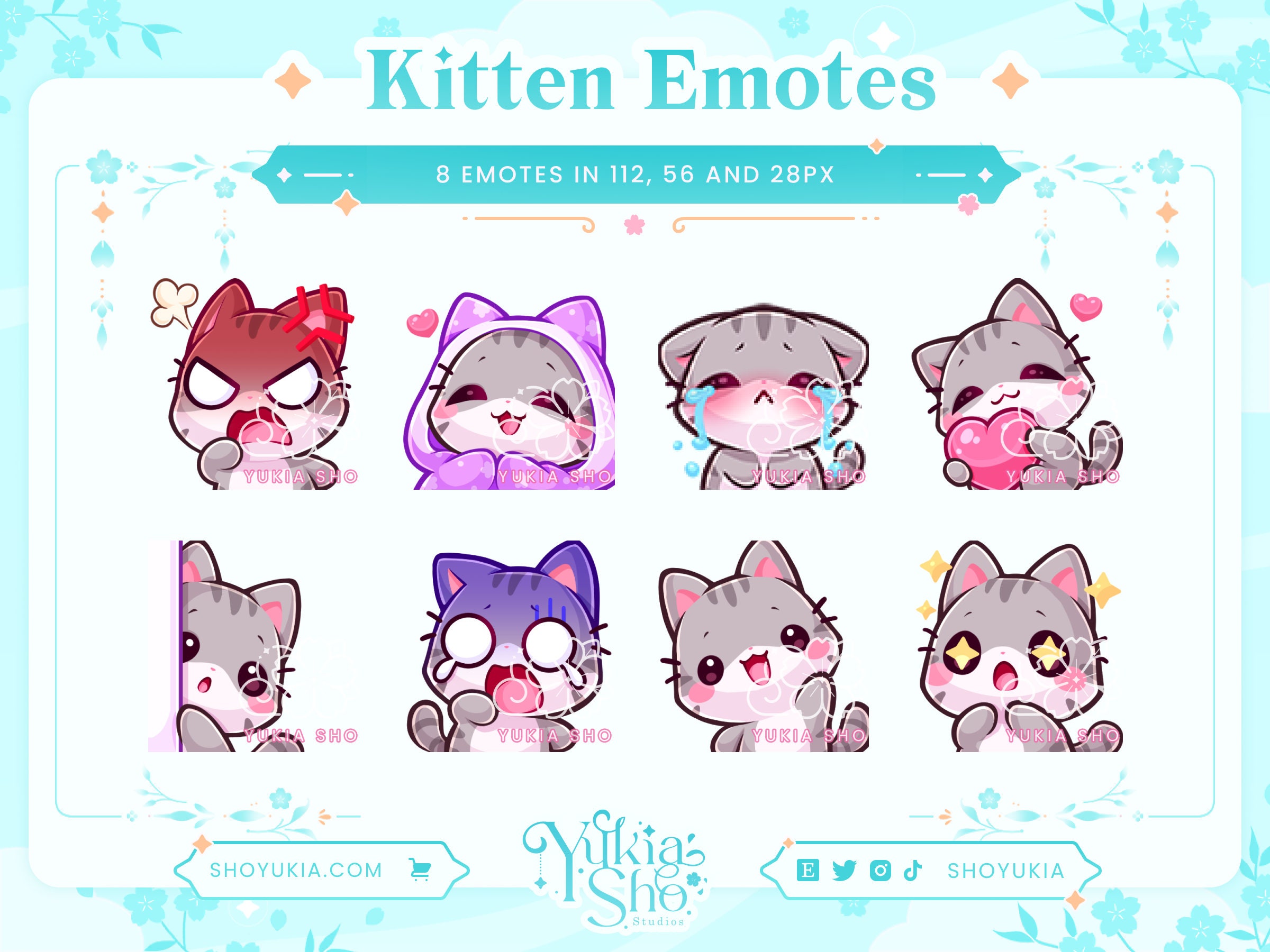 Kitten Emote Pack grey for Twitch/discord/youtube Custom Twitch Emotes ...