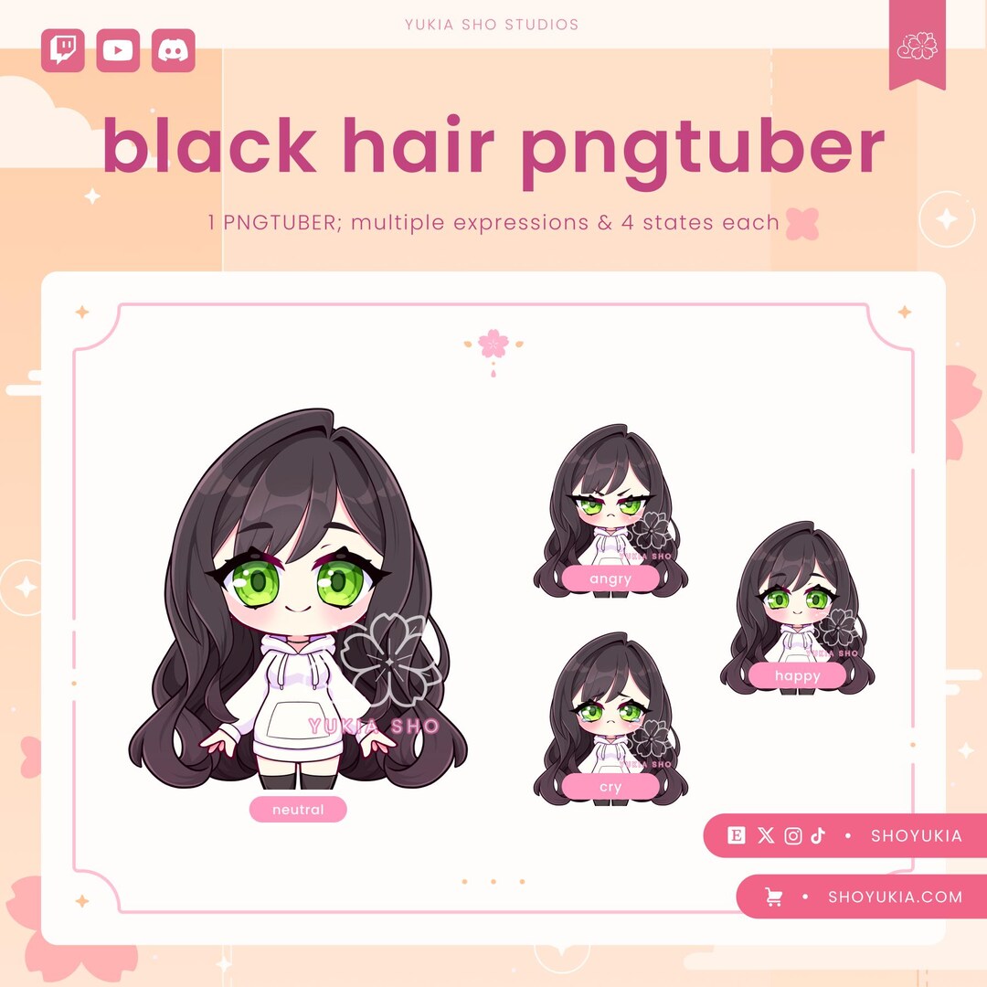 Female Chibi Pngtuber Avatar | Streamer Model for Twitch, Youtube ...