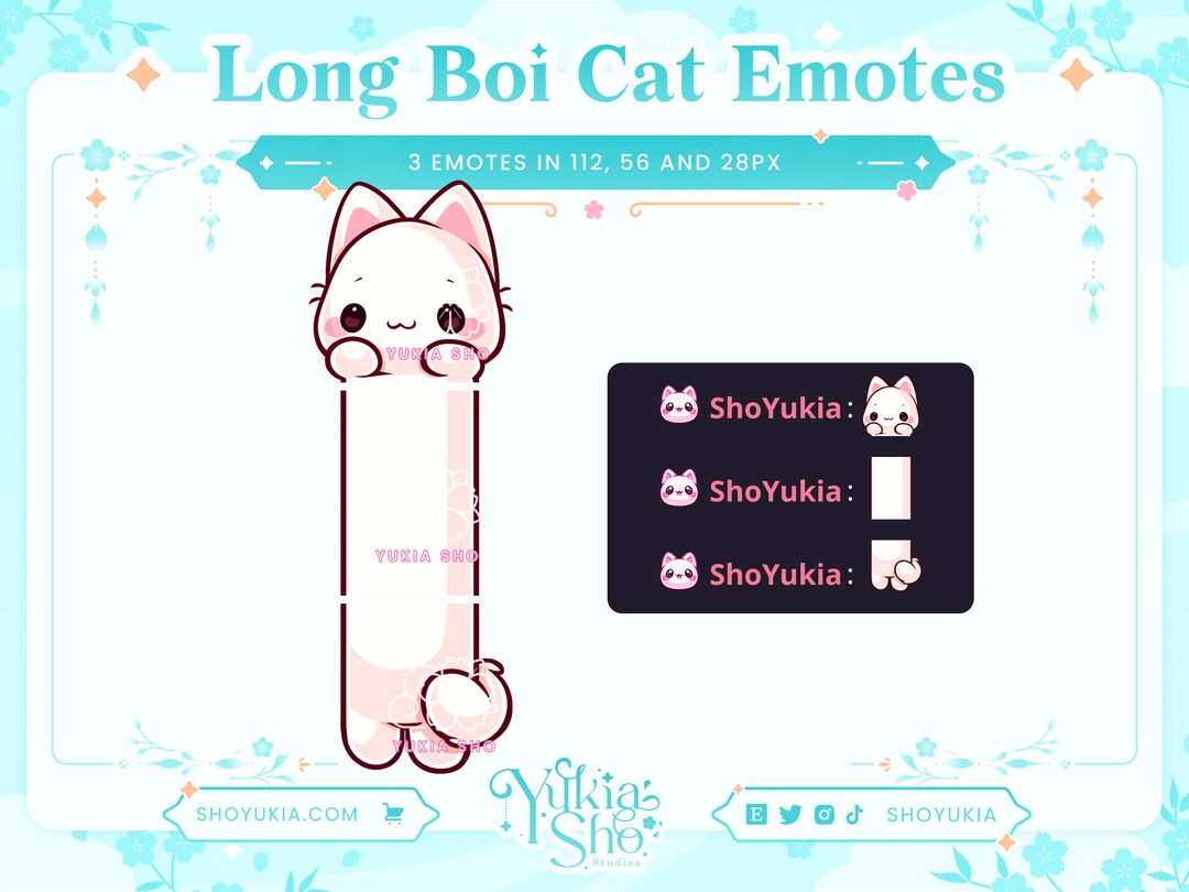 Longboi Cat Emote white for Twitch/discord/youtube Custom Twitch Emotes ...
