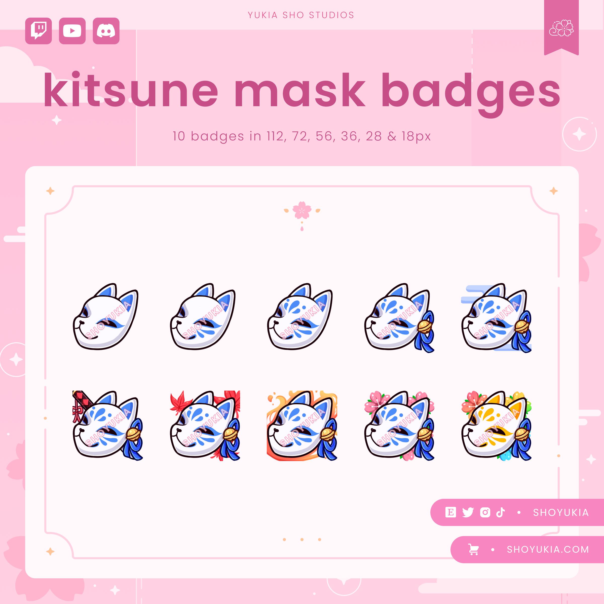 Twitch Sub Badges : Kitsune Mask (blue) | Bit Badges, Channel Point ...