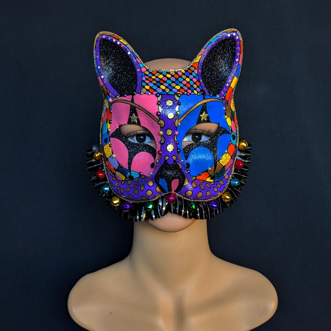 Handmade Circus Jester Cat Mask, Fit for a Night of Carnival Fun! - Etsy