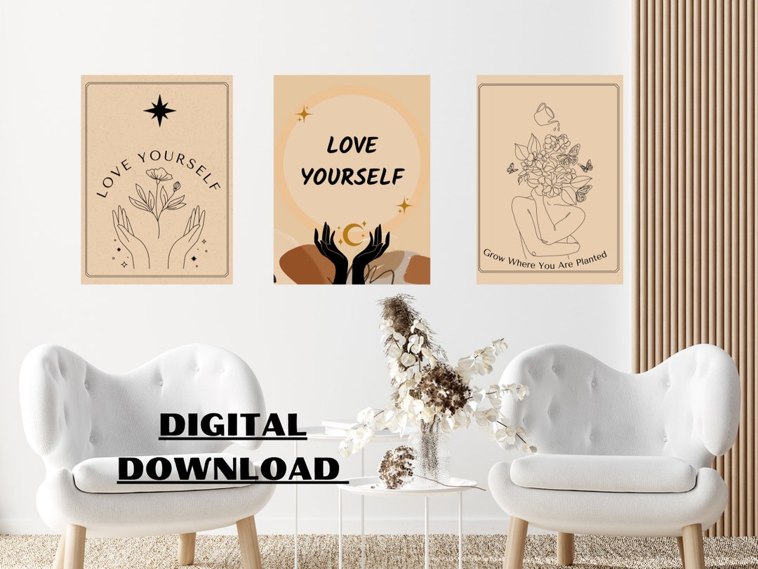 Self Love Posters, Printable Wall Art, Bohemian Wall Prints, Digital ...