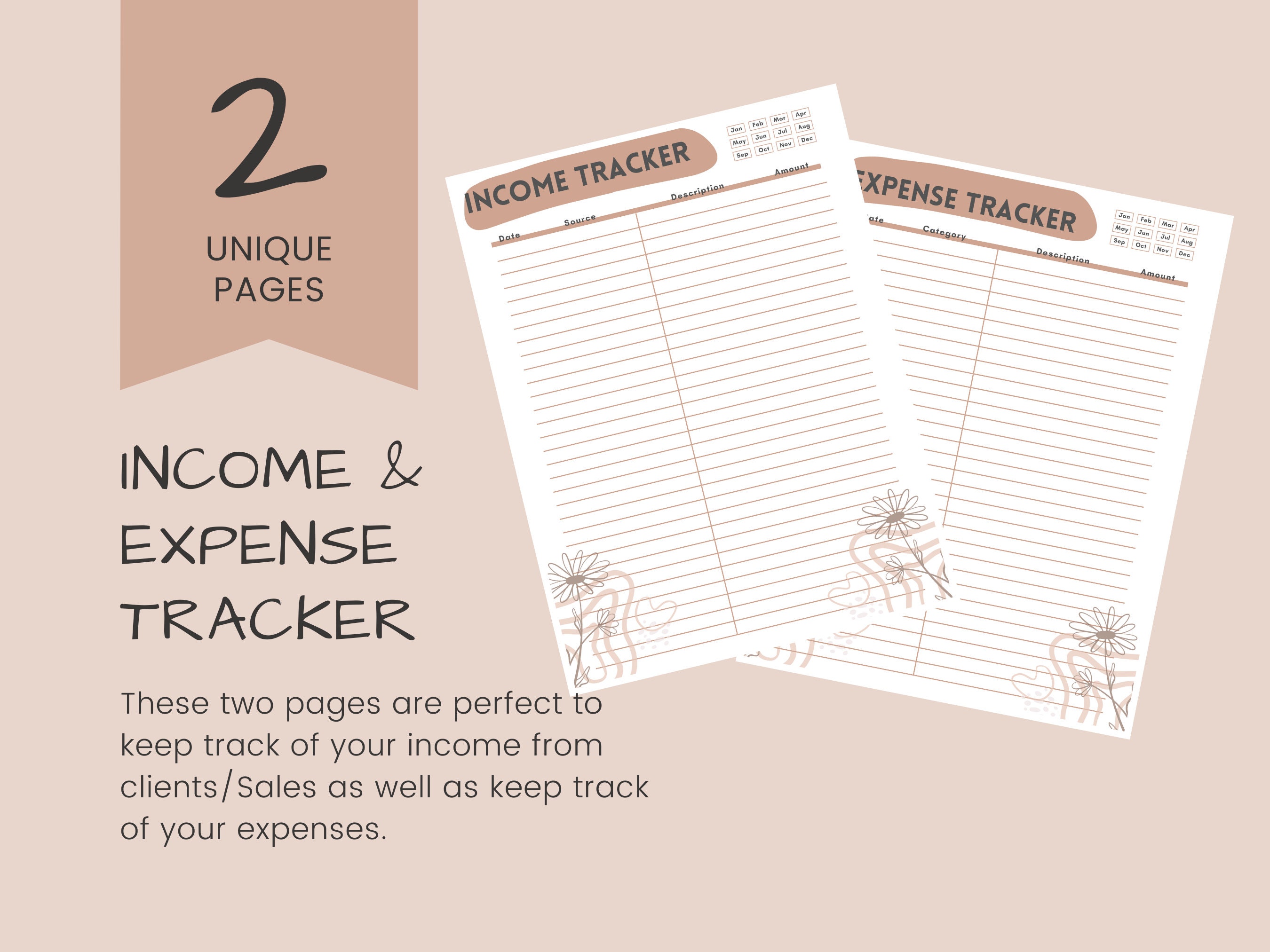 Income Tracker, Digital Download, Printable PDF Sheets, Finance Tracker ...