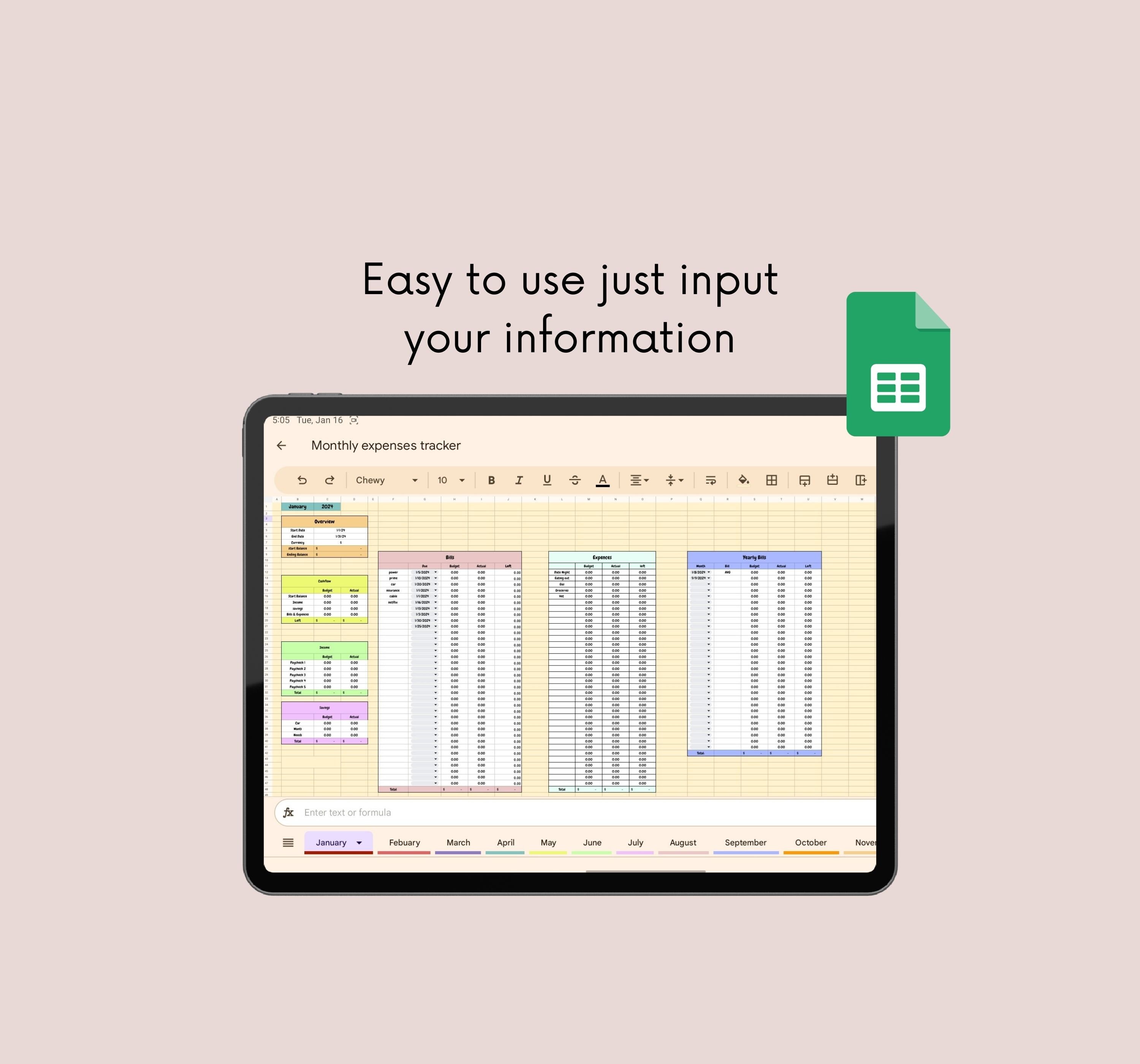 Bill Tracker Monthly Bill Tracker Google Sheets Bills Tracker Yearly ...