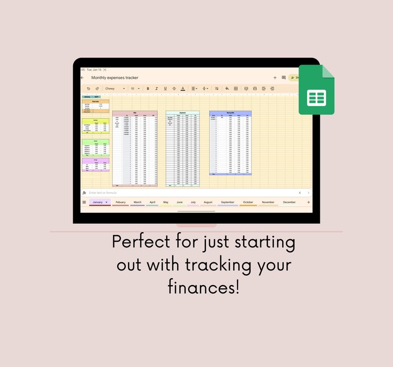 Bill Tracker Monthly Bill Tracker Google Sheets Bills Tracker Yearly ...