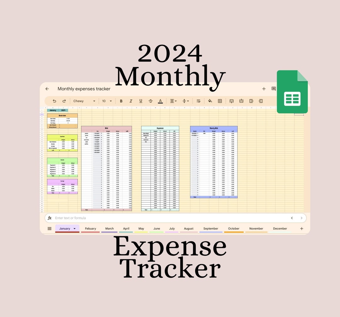Bill Tracker Monthly Bill Tracker Google Sheets Bills Tracker Yearly Income and Expense Tracker ...