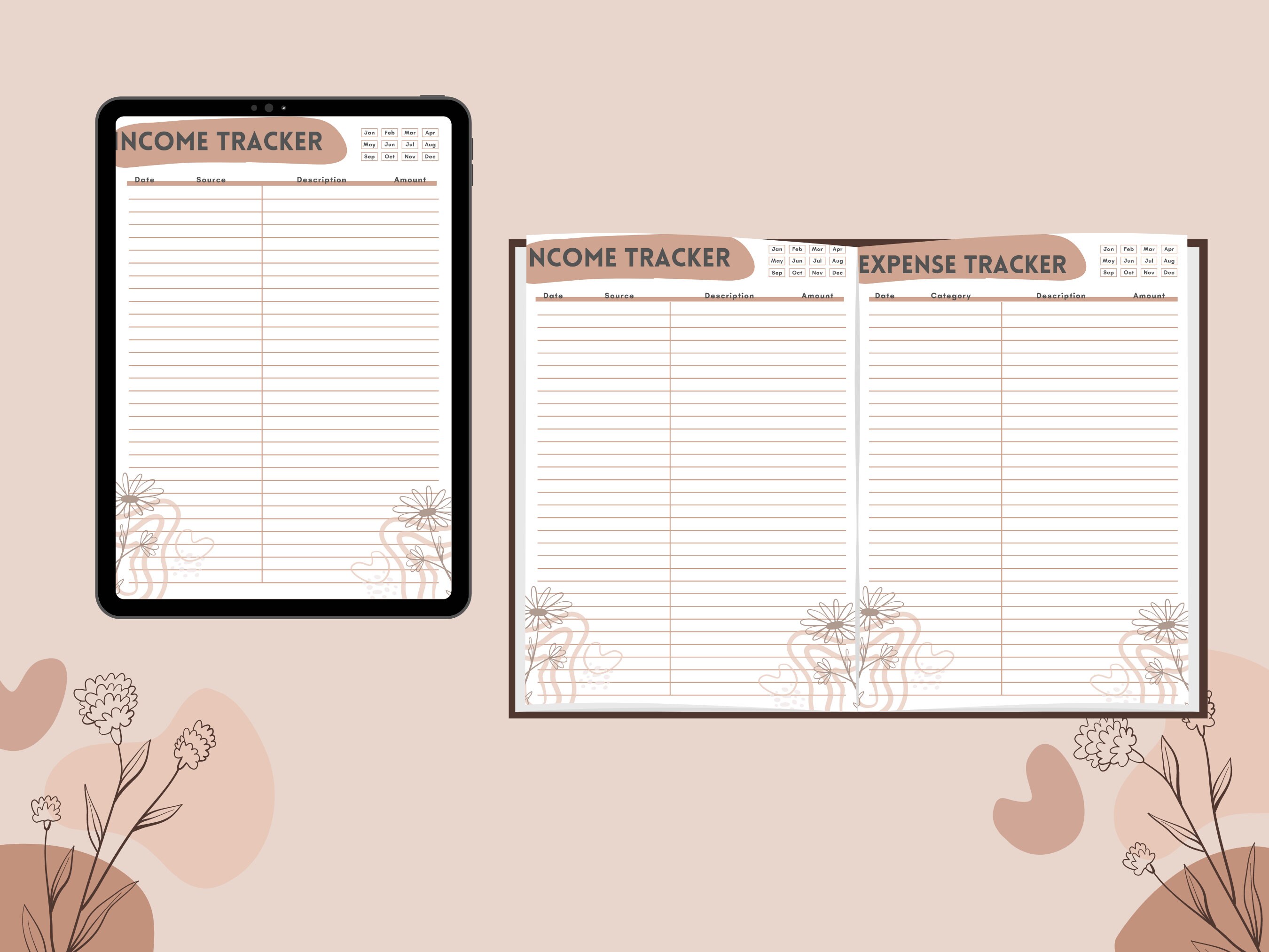 Income Tracker, Digital Download, Printable PDF Sheets, Finance Tracker ...